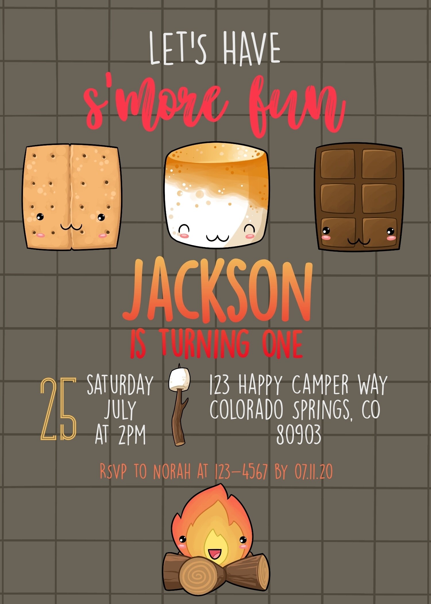 S'mores Birthday Invitation Camping Birthday INSTANT - Etsy