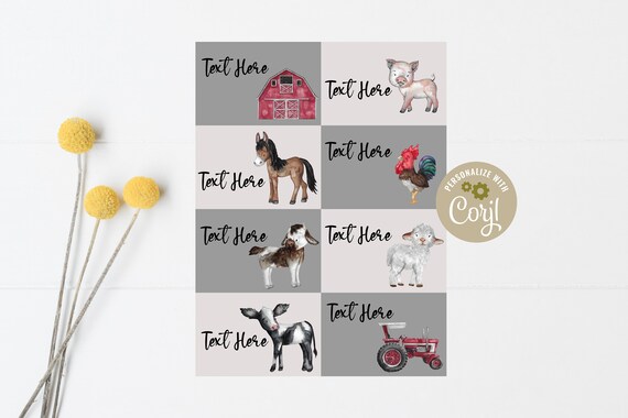Farm Animals Editable Drawer Labels Farm Baby Labels PDF - Etsy