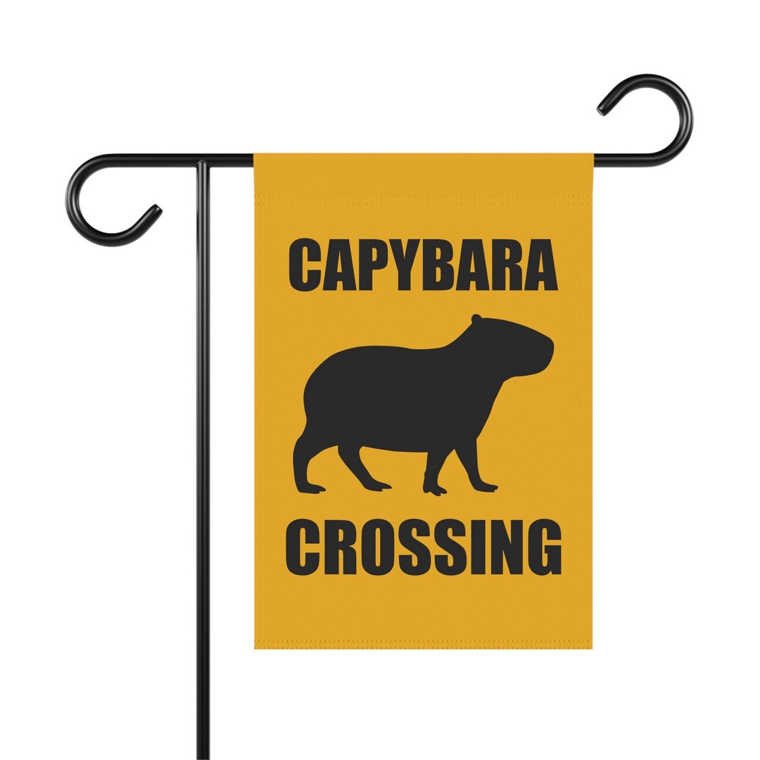 Capybara Crossing Flag Capybara Silhouette Crossing Sign Garden Flag ...