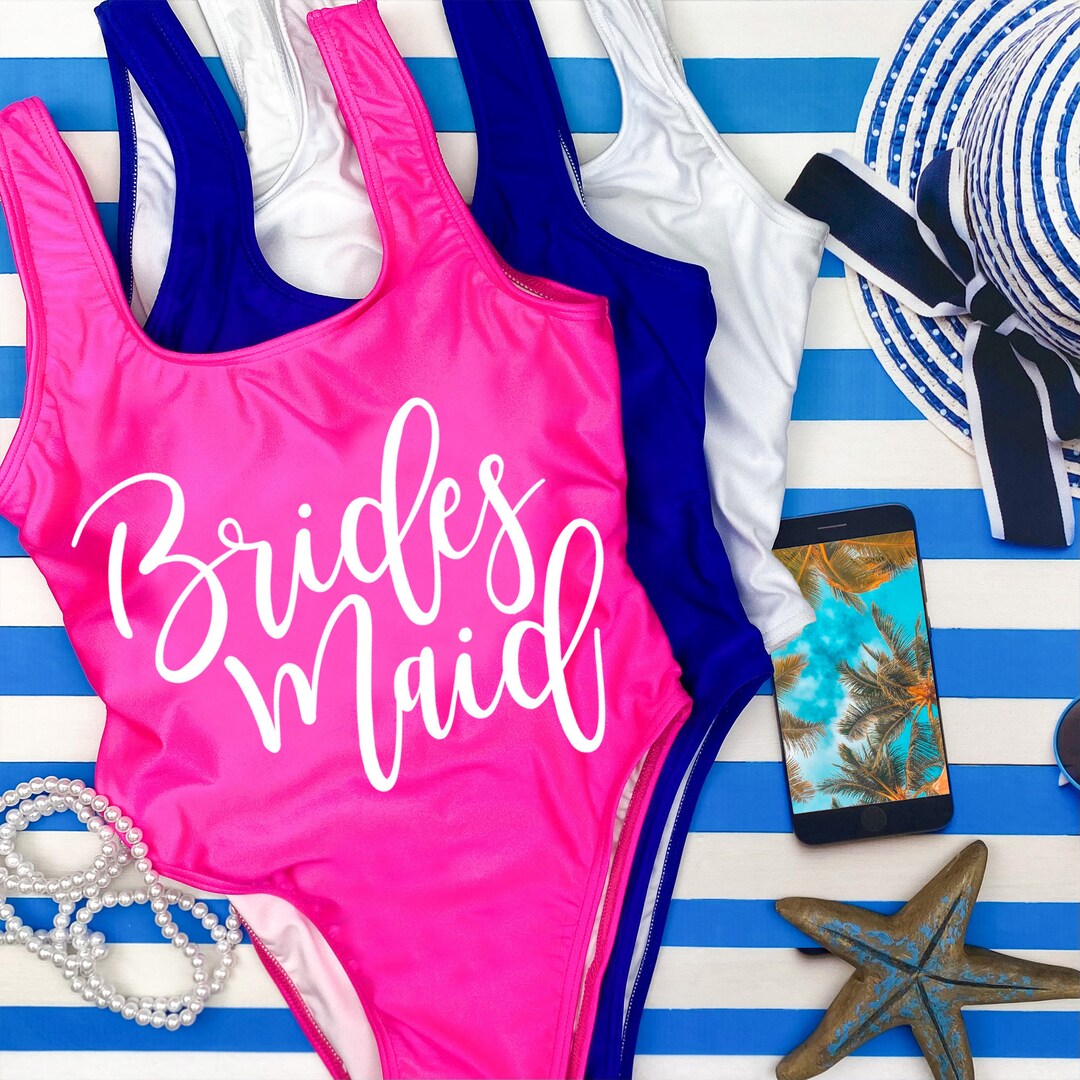 Personalized Bridesmaid Swimsuit, Custom Text Swimsuit for Bride ...