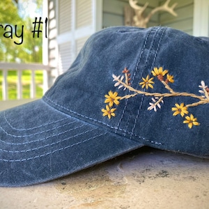Hand Embroidered Hat, Green Floral Embroidery Baseball Cap, Gift for ...