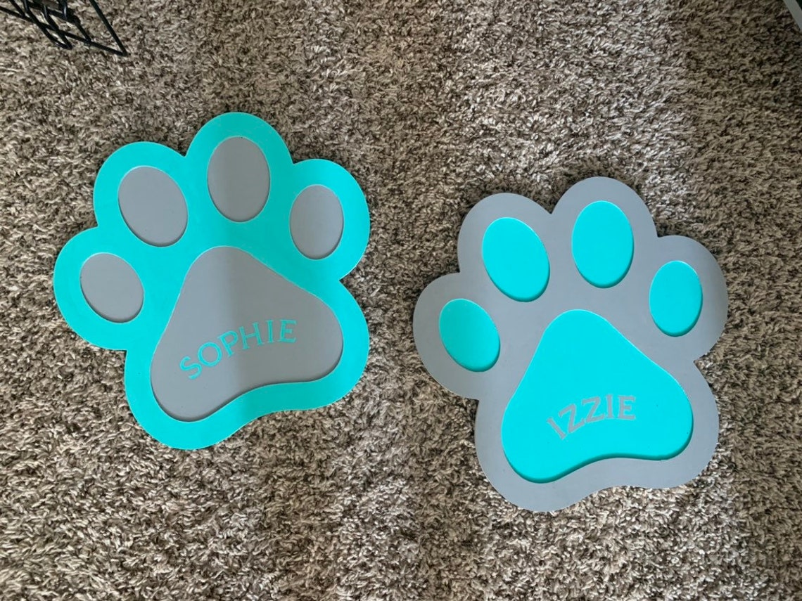 Customizable Wooden Paw Print Sign - Etsy