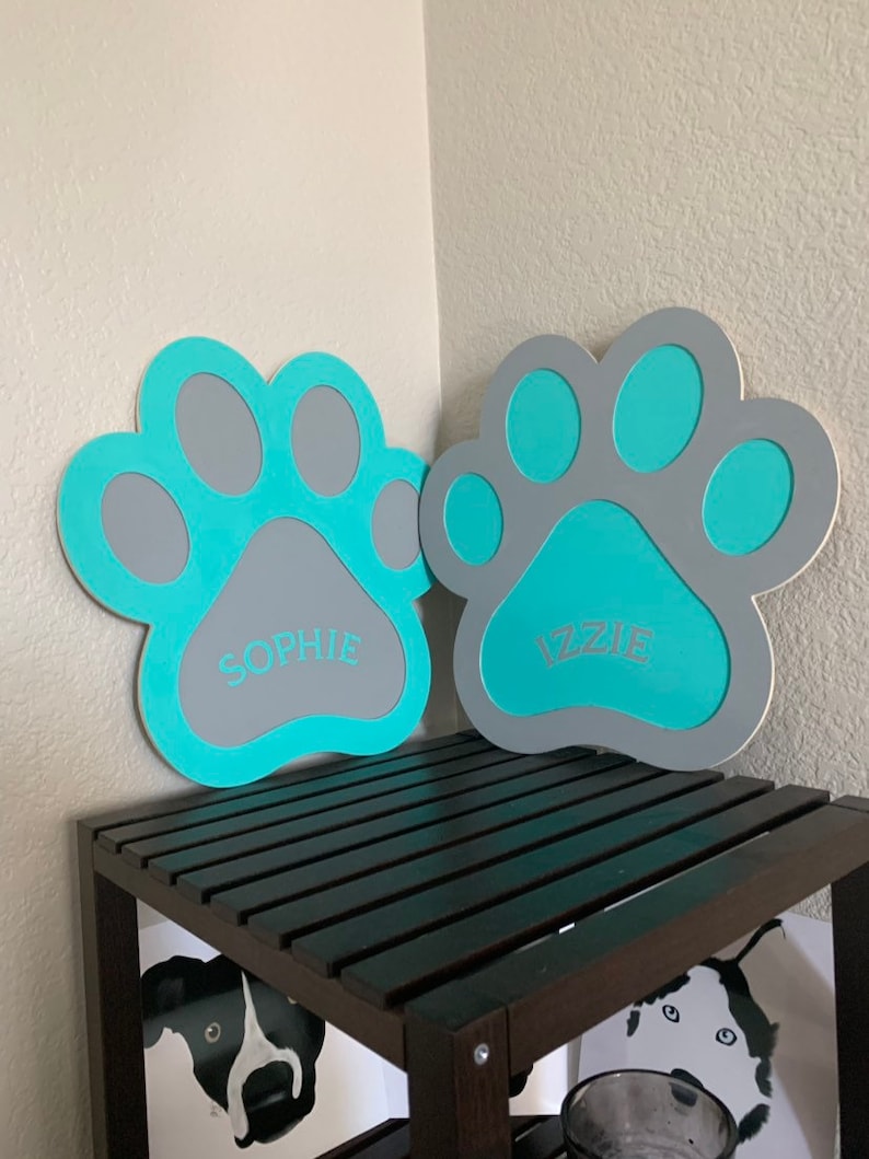 Customizable Wooden Paw Print Sign - Etsy