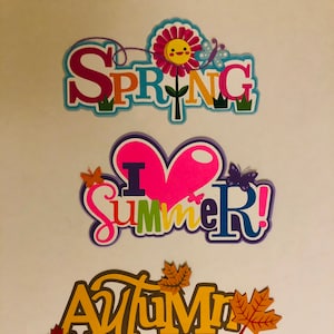 Spring Die Cut, Summer Die Cut, Fall Die Cut, Winter Die Cut, Season ...
