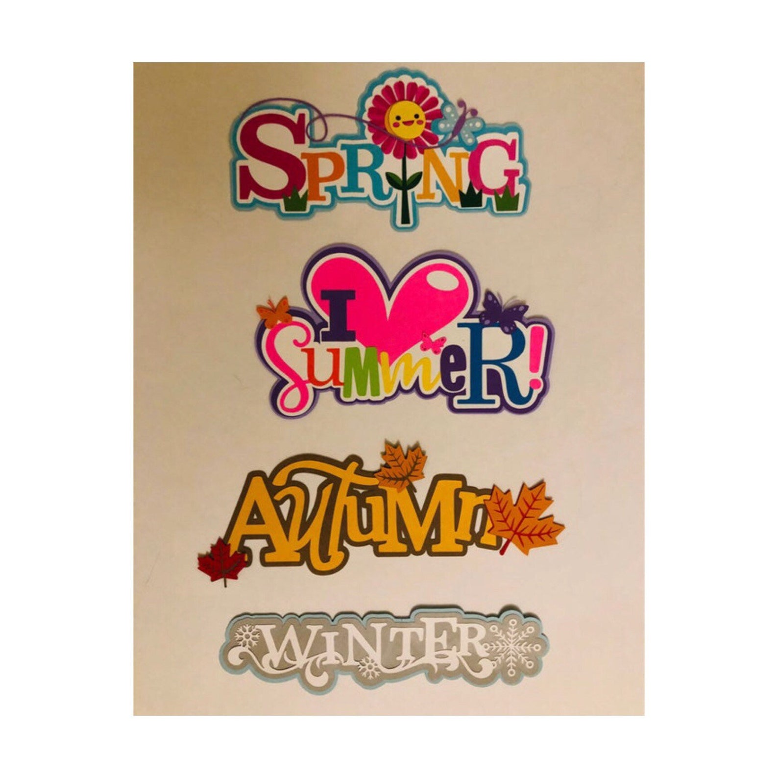 Spring Die Cut Summer Die Cut Fall Die Cut Winter Die Cut | Etsy