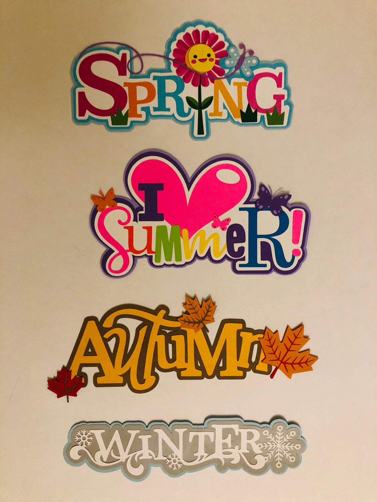 Spring Die Cut Summer Die Cut Fall Die Cut Winter Die Cut | Etsy