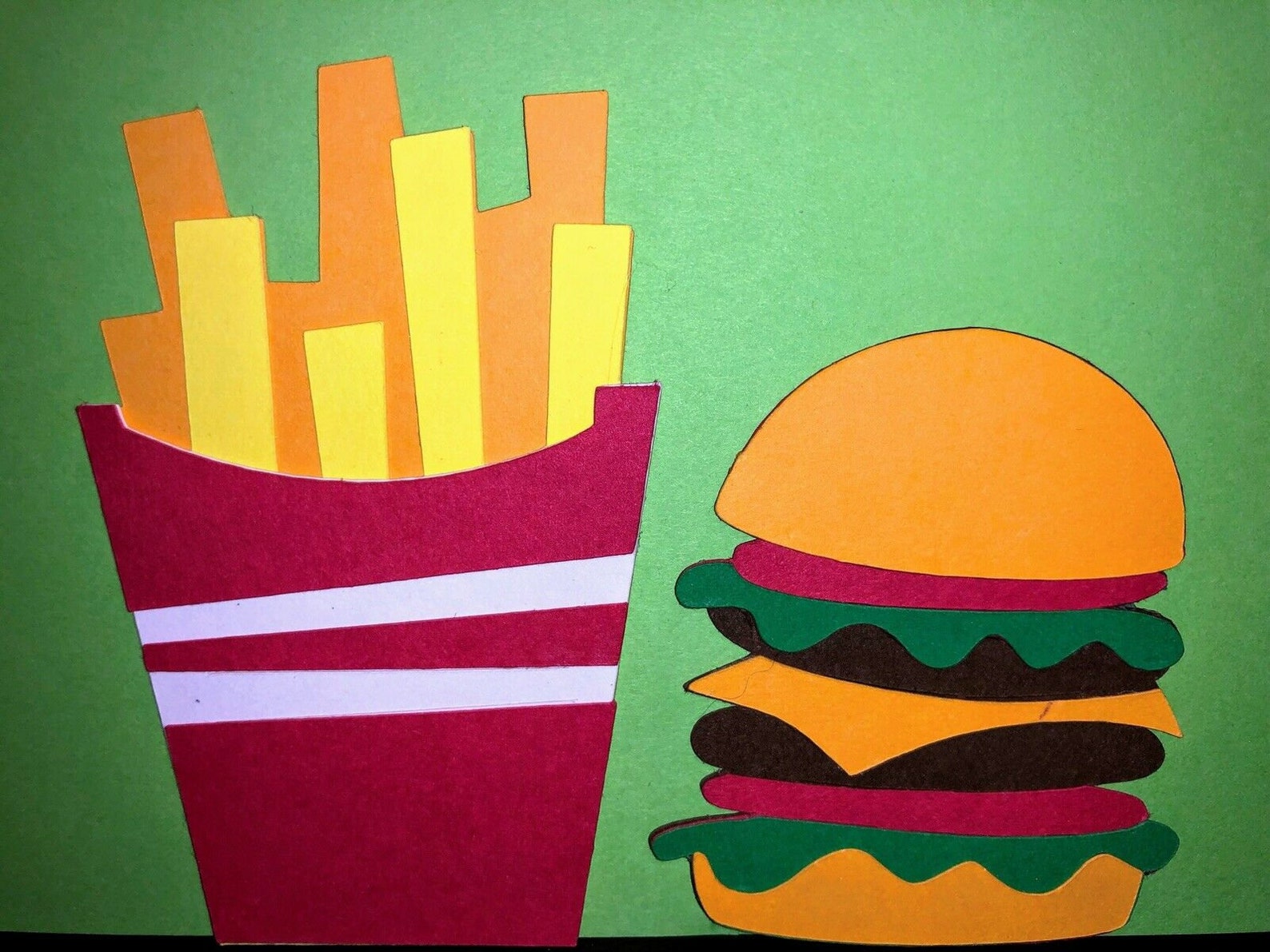 Hamburger Die Cut, French Fries Die Cut, Food Cardstock Die Cut, Food ...