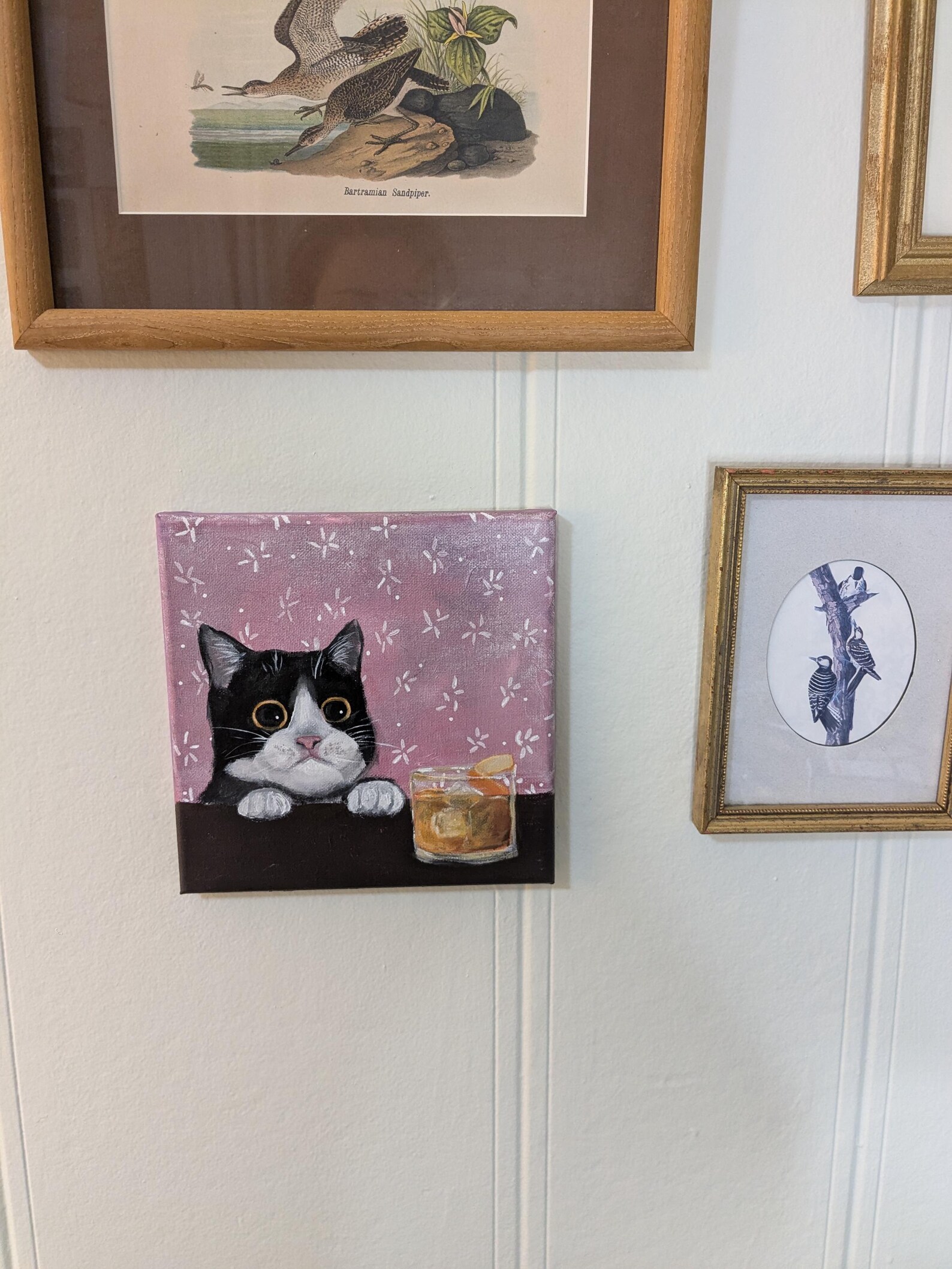 Funny Cat Painting, Tuxedo Cat, Whiskey Lover Gift, Grandma Core ...