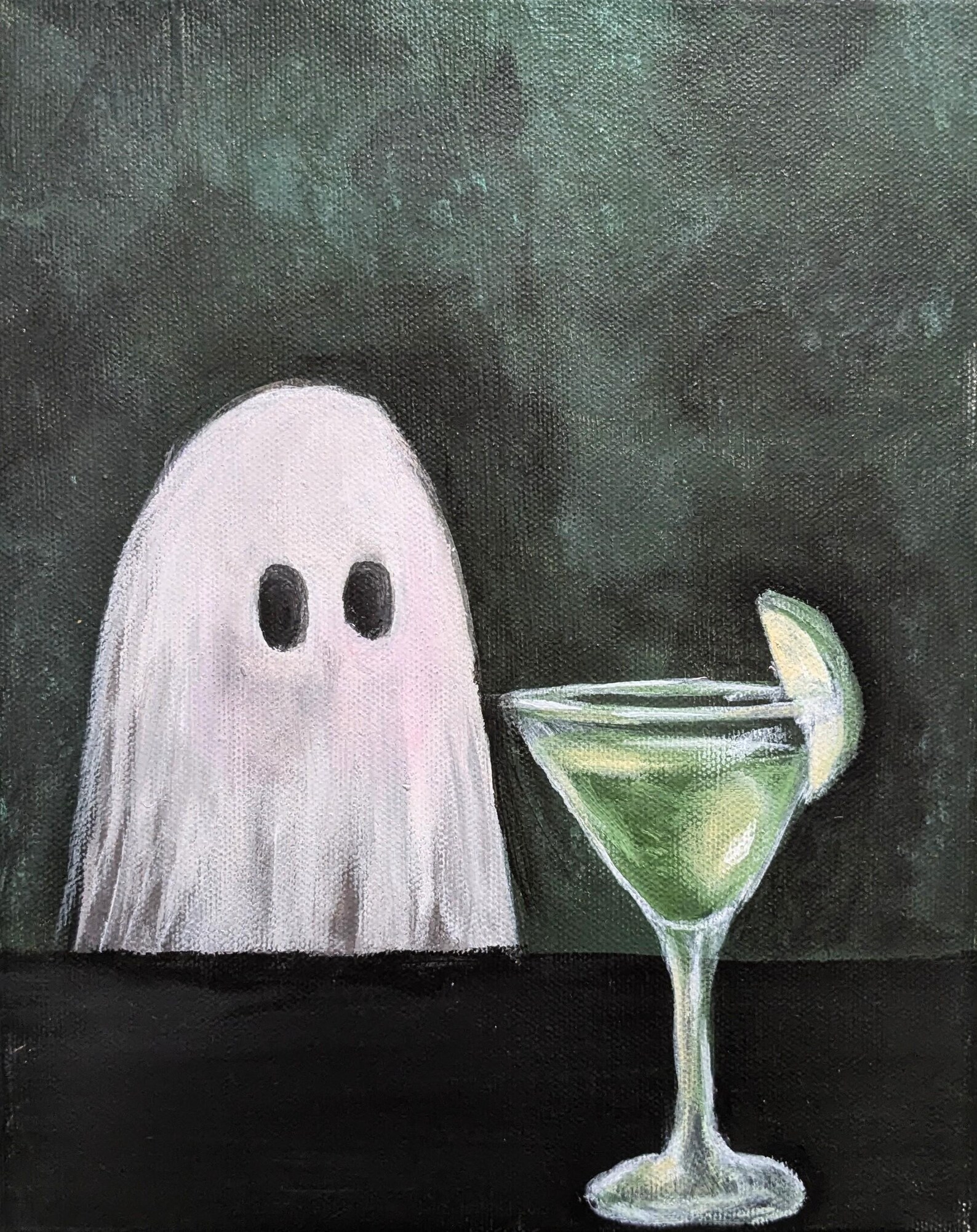 Ghost Martini Painting, Spooky Art, Witch Room Decor, Dark Academia ...