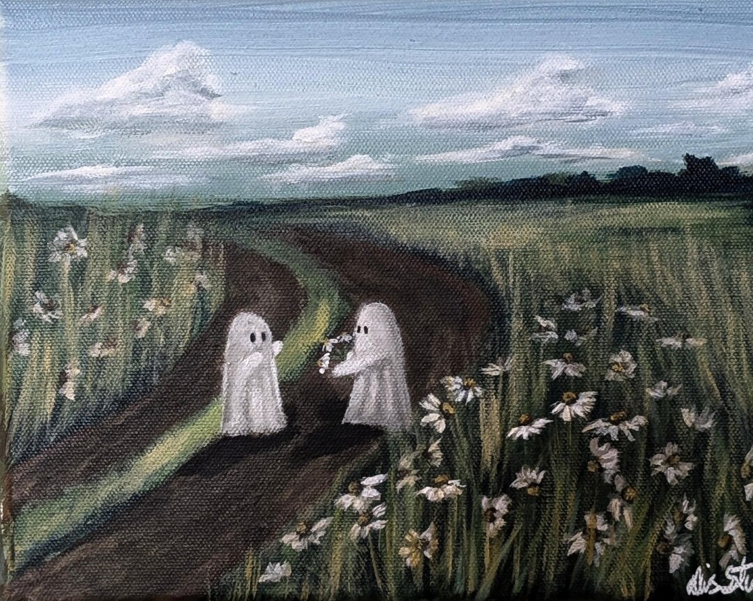 Spooky Ghost Friends Acrylic Painting | Halloween Art on Canvas - Etsy