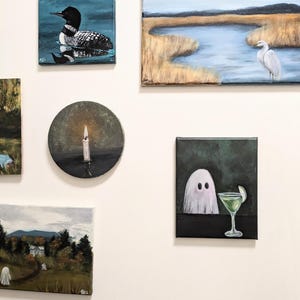 Ghost Martini Painting, Spooky Art, Witch Room Decor, Dark Academia ...