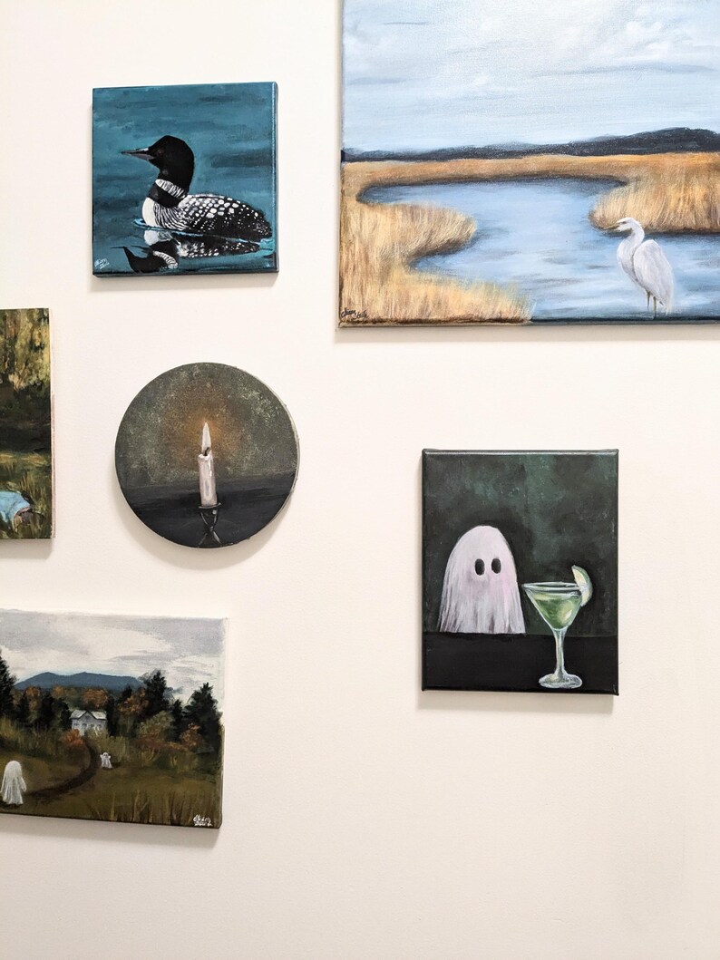 Ghost Martini Painting, Spooky Art, Witch Room Decor, Dark Academia ...