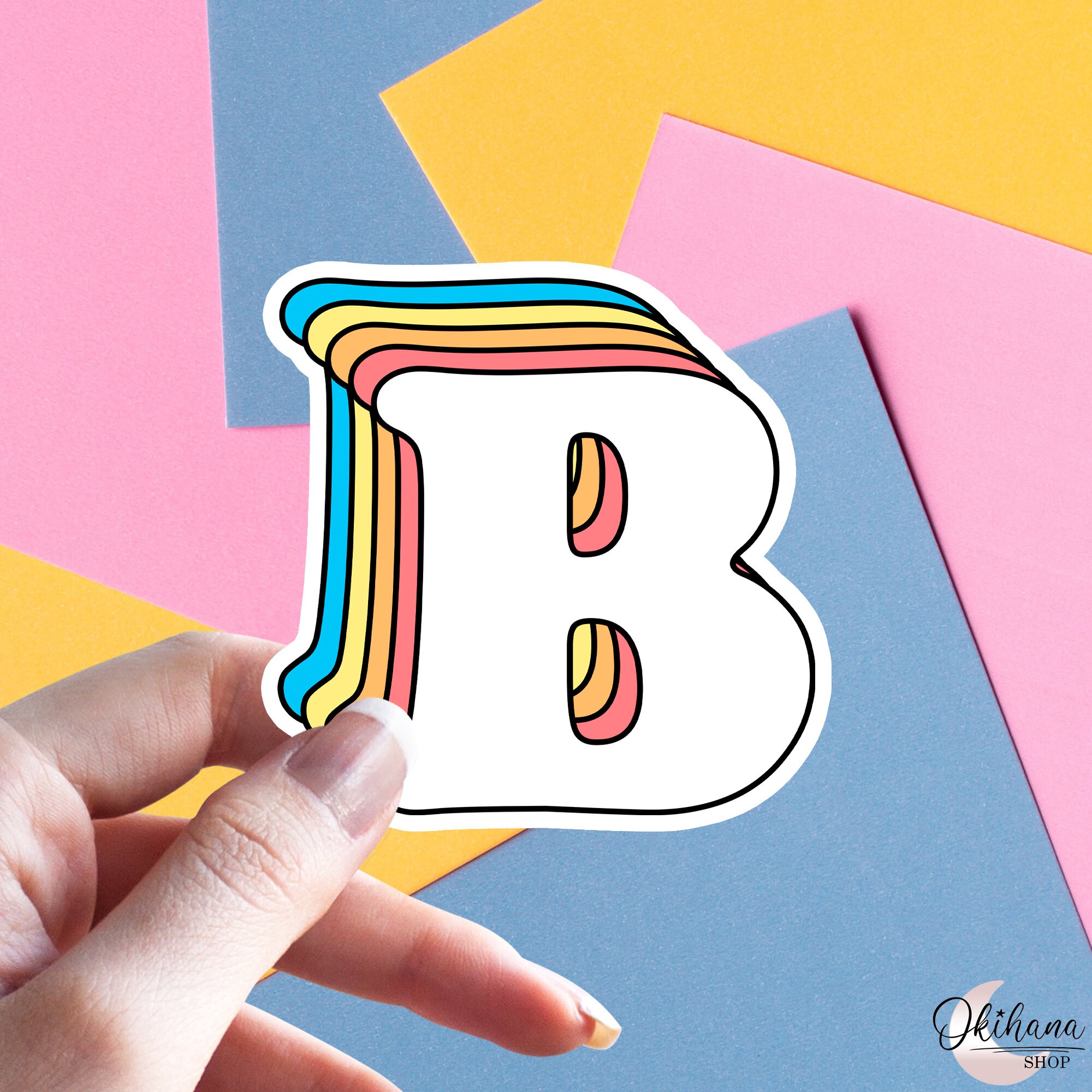 B Sticker Letter Stickers Initial Sticker Monogram Sticker - Etsy UK