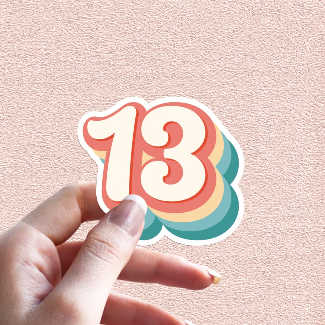Number 13 Sticker 13th Birthday Stickers Number Stickers - Etsy