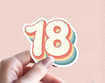 Number 18 Sticker - Etsy