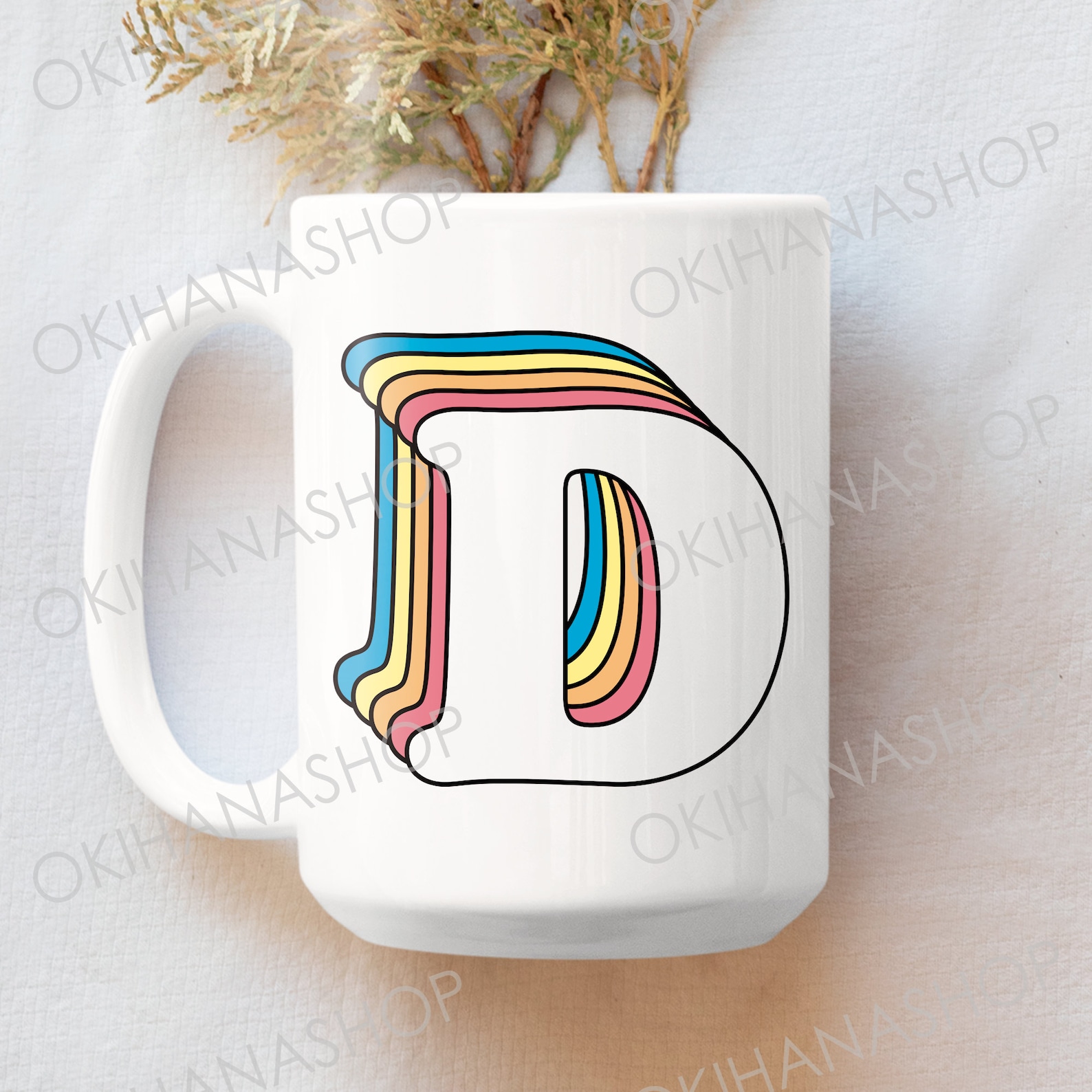 D mug letter mug mug with initial monogram coffee mug | Etsy