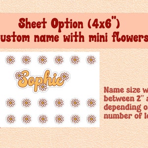 Custom Name Sticker Hippie Flower Retro 70s Groovy Yellow - Etsy