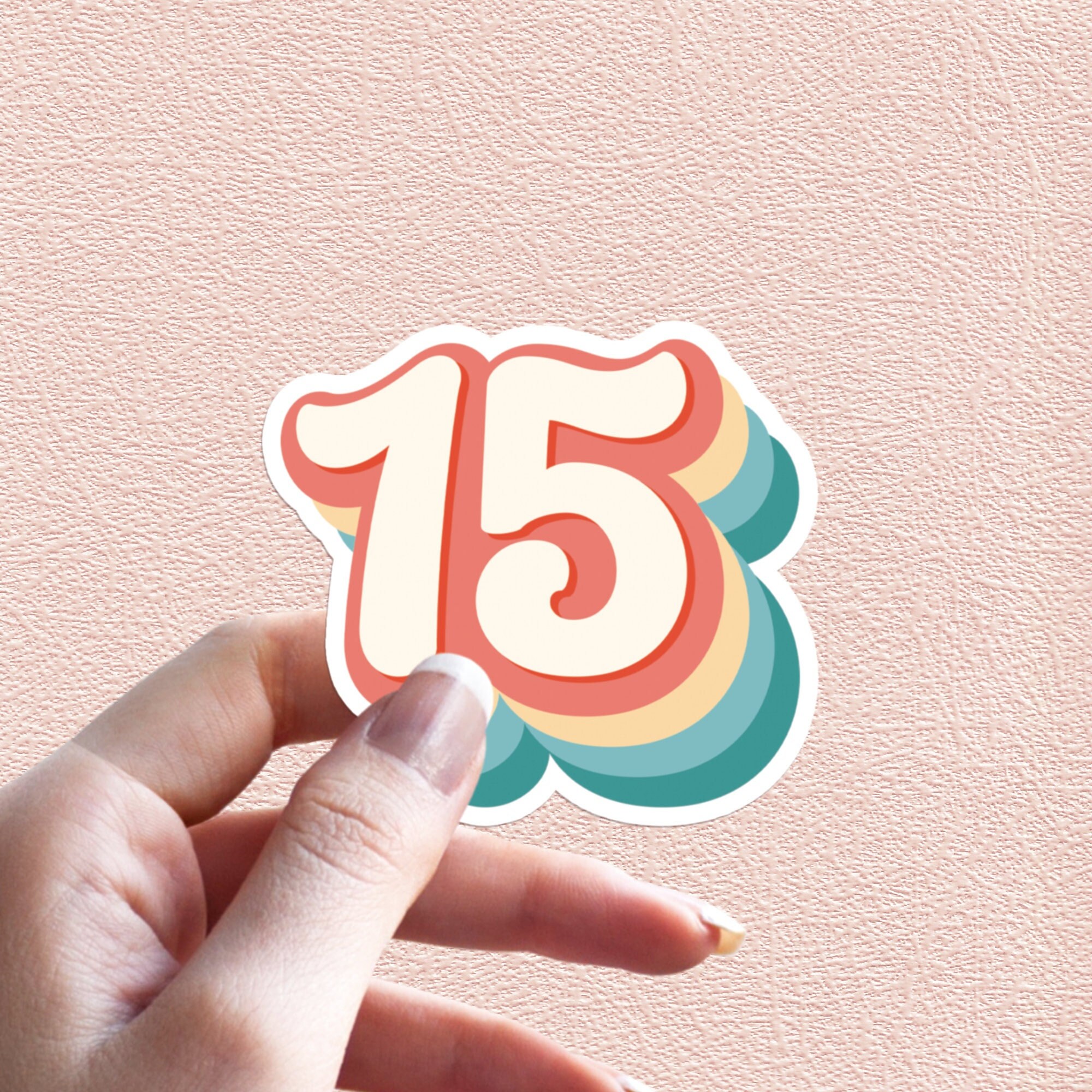 Number 15 Sticker 15th Birthday Stickers Number Stickers - Etsy