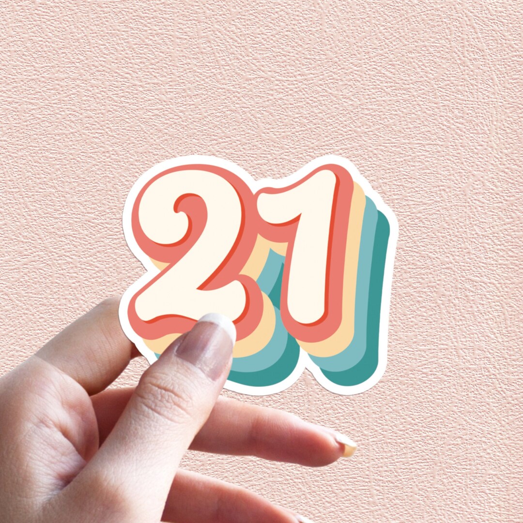 Number 21 Sticker 21th Birthday Stickers Number Stickers - Etsy