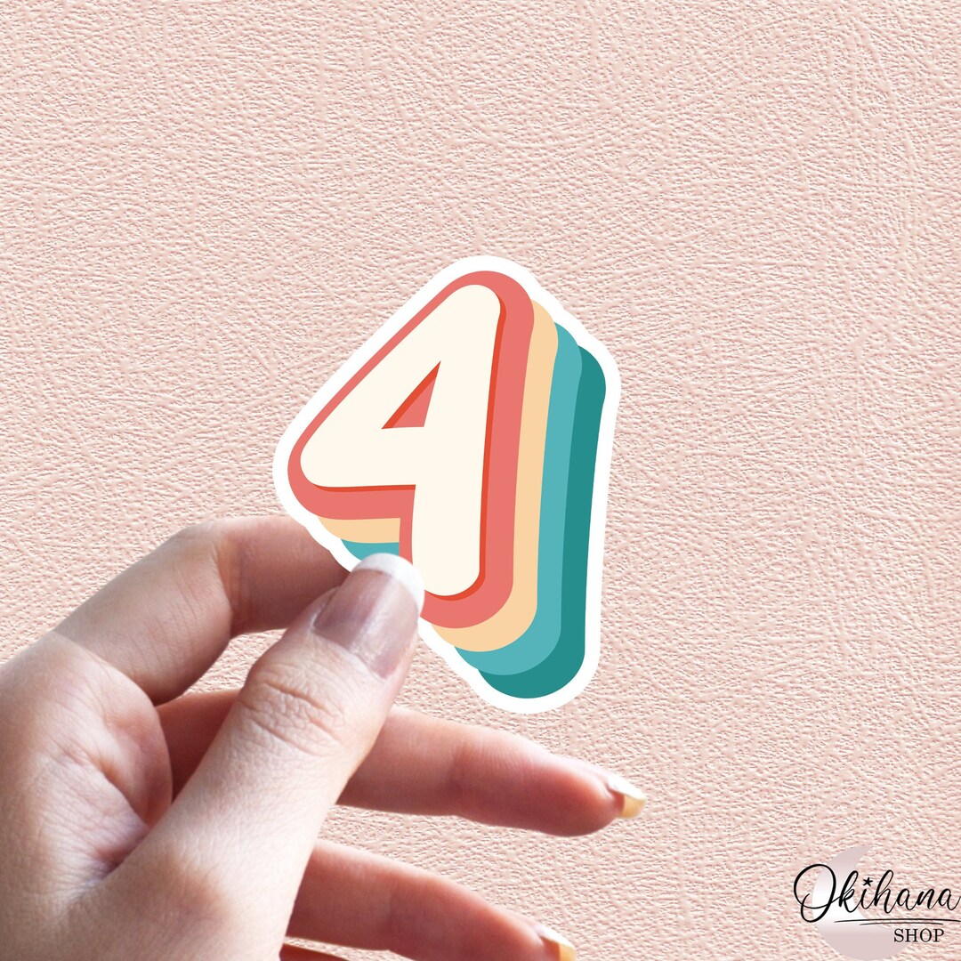 Number 4 Sticker Number Four Sticker 4 Years Anniversary - Etsy