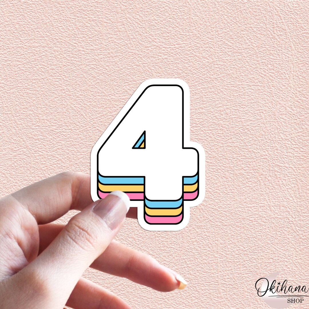 Number 4 Sticker Number Four Sticker 4 Years Anniversary - Etsy