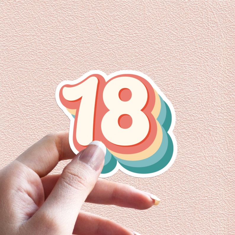 Number 18 Sticker 18th Birthday Stickers Number Stickers - Etsy