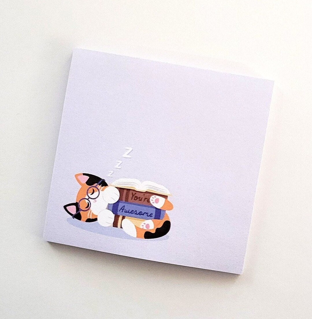 Book Cat Sticky Notes, to Do List, Cat Lover Gift, Stationery Gift, Cat ...