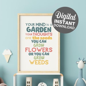 Your Mind is a Garden, Your Thoughts Are the Seeds, Positive Print Wall ...