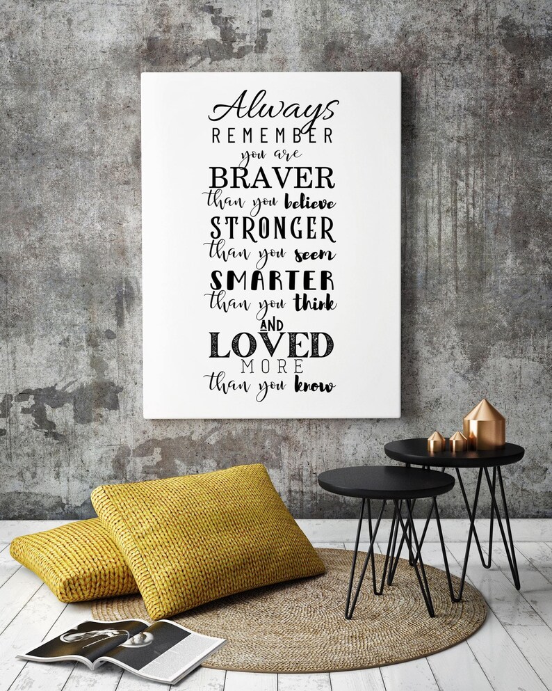 Always Remember You Are Braver, Printable Positive Quote Minimal ...