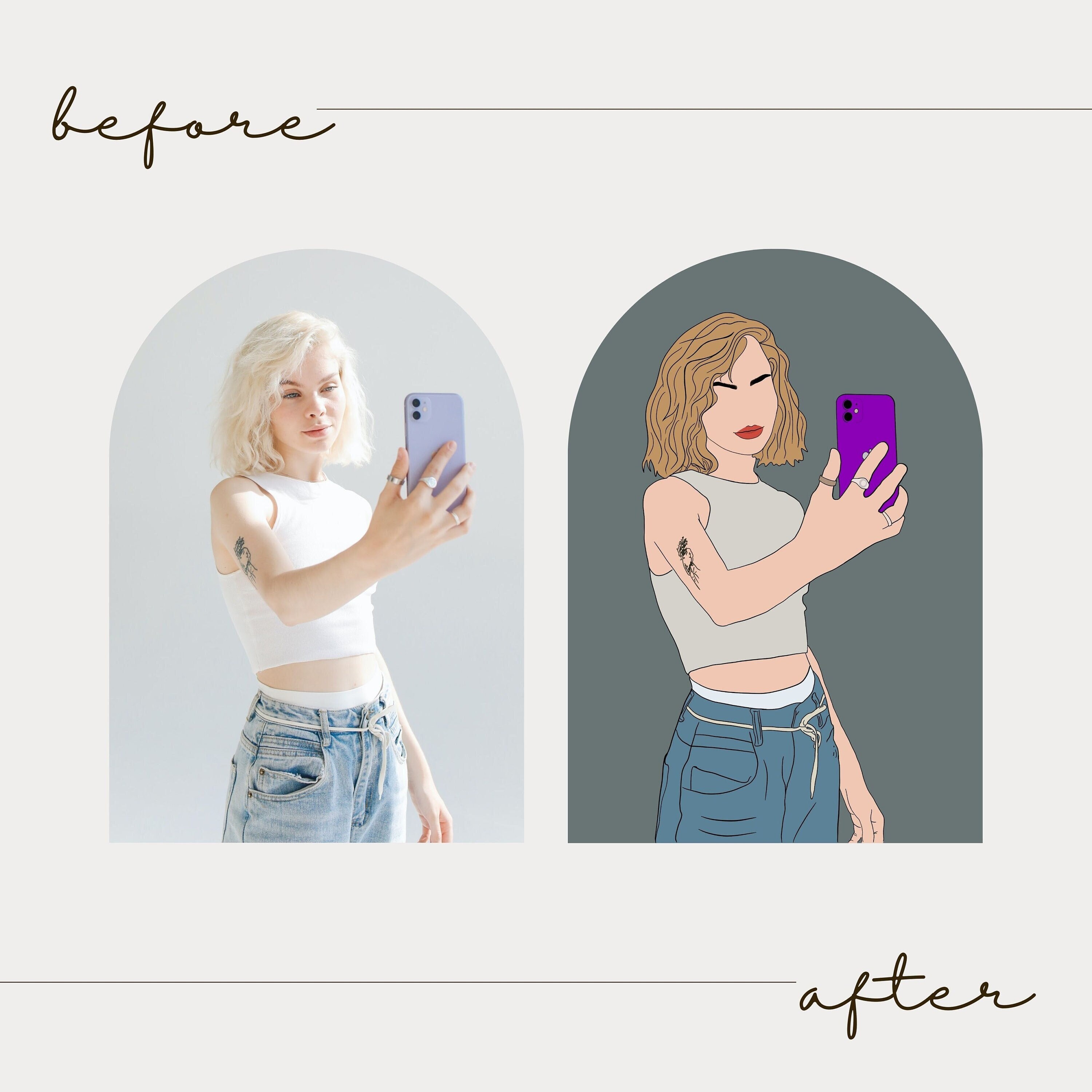 Custom Faceless Portrait, Personalized Minimalist Digital Illustration ...