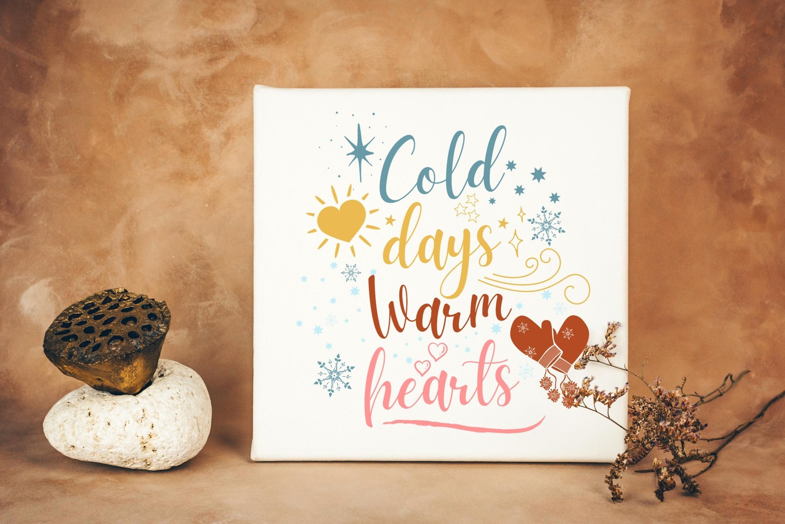 Cold Days Warm Hearts Print Colorful Winter Gift Lovers | Etsy