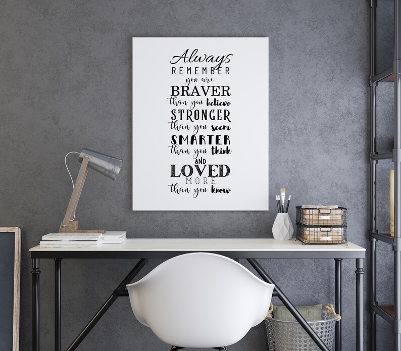 Always Remember You Are Braver, Printable Positive Quote Minimal ...