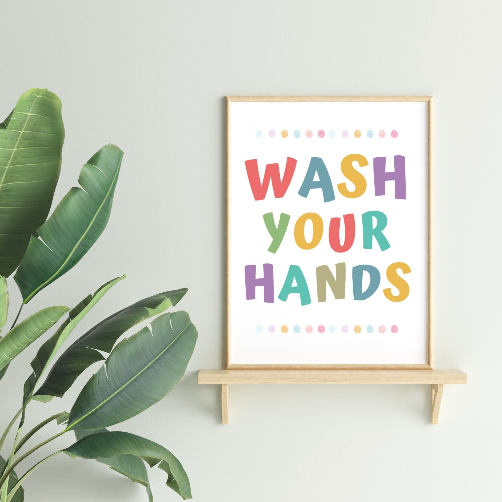 Kids Bathroom Rules Art, Set of 4 Printable, Wash Brush Hang Flush ...