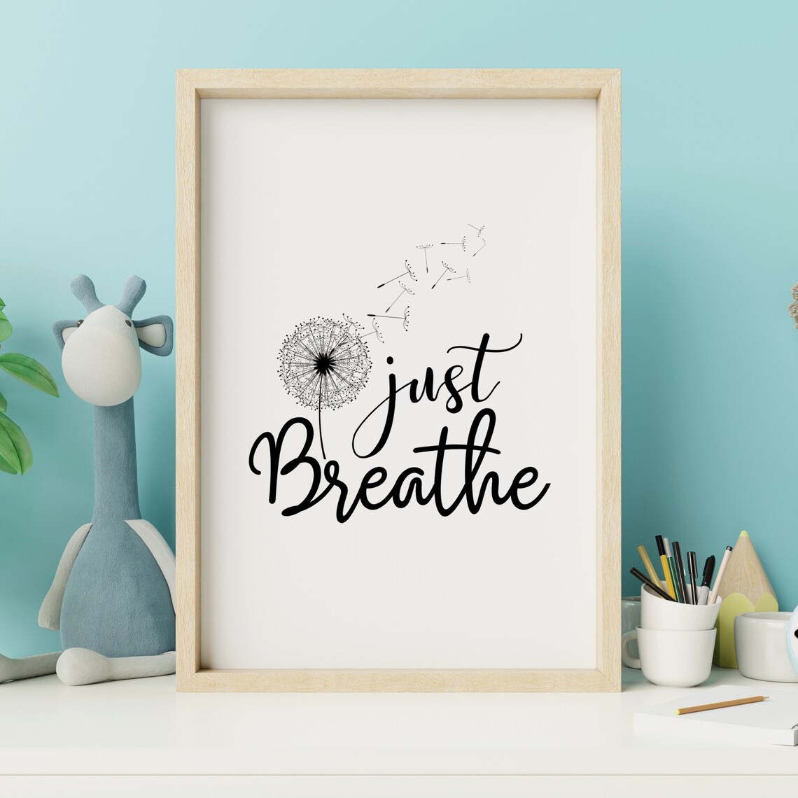 Just Breathe Prints Art, Motivational Minimal Wall Art Print Home Decor ...