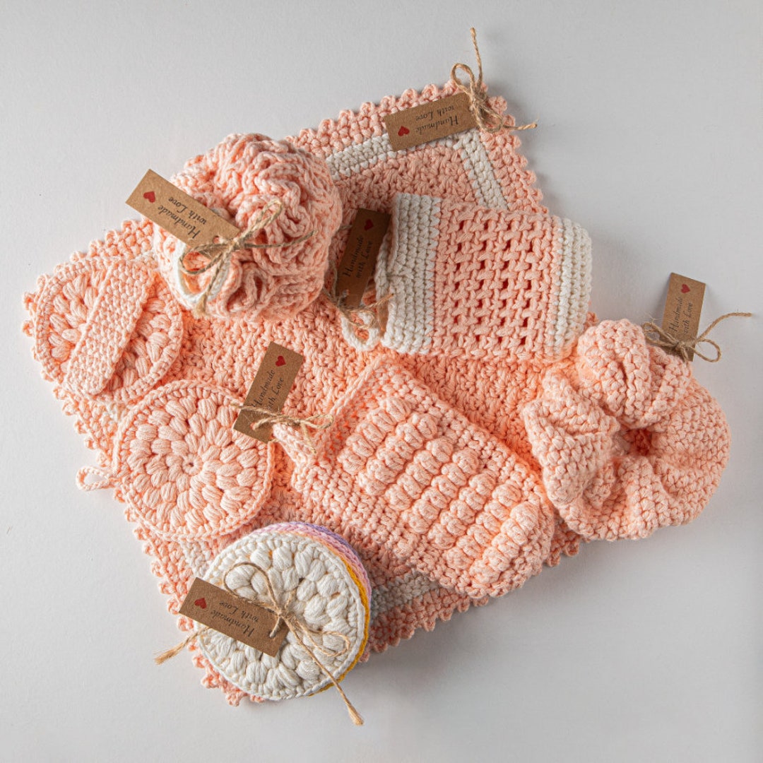 Crochet Eco-friendly Shower Gift Set Box 100% Organic Cotton Spa Set ...