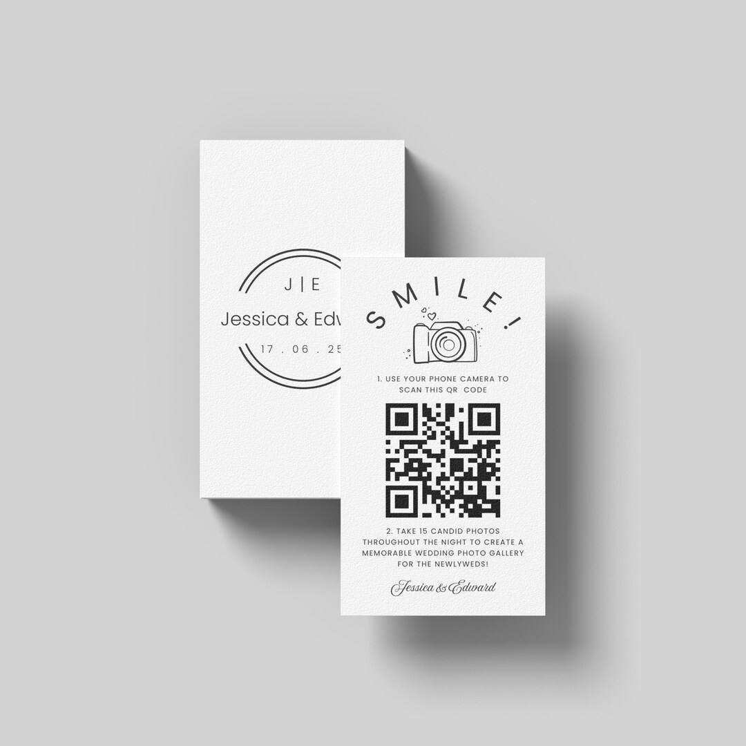 Wedding QR Code Place Card Template: Editable Canva Design (2x3.5 ...