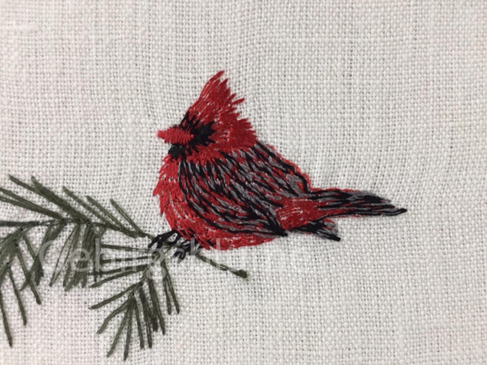Mini Red Cardinal Machine Embroidery Design Instant Download - Etsy