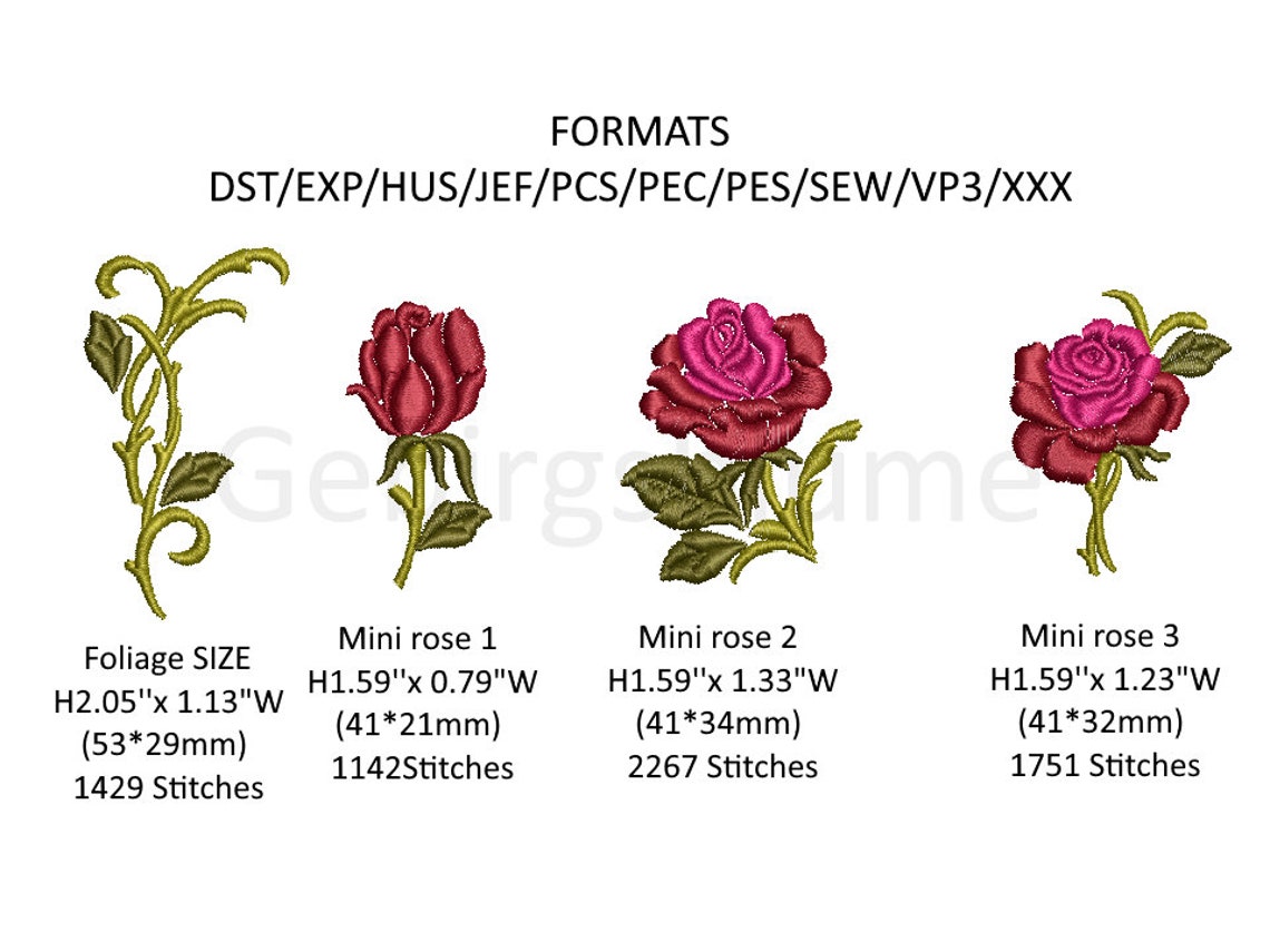 Mini Roses Embroidery Design Instant Download - Etsy