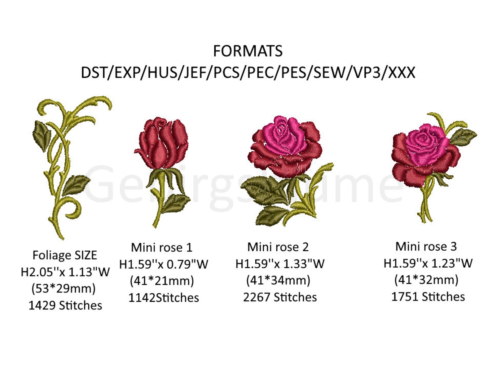 Mini Roses Embroidery Design Instant Download - Etsy