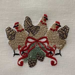 Three French Hens Machine Embroidery Design Size H3.20*w3.72in - Etsy