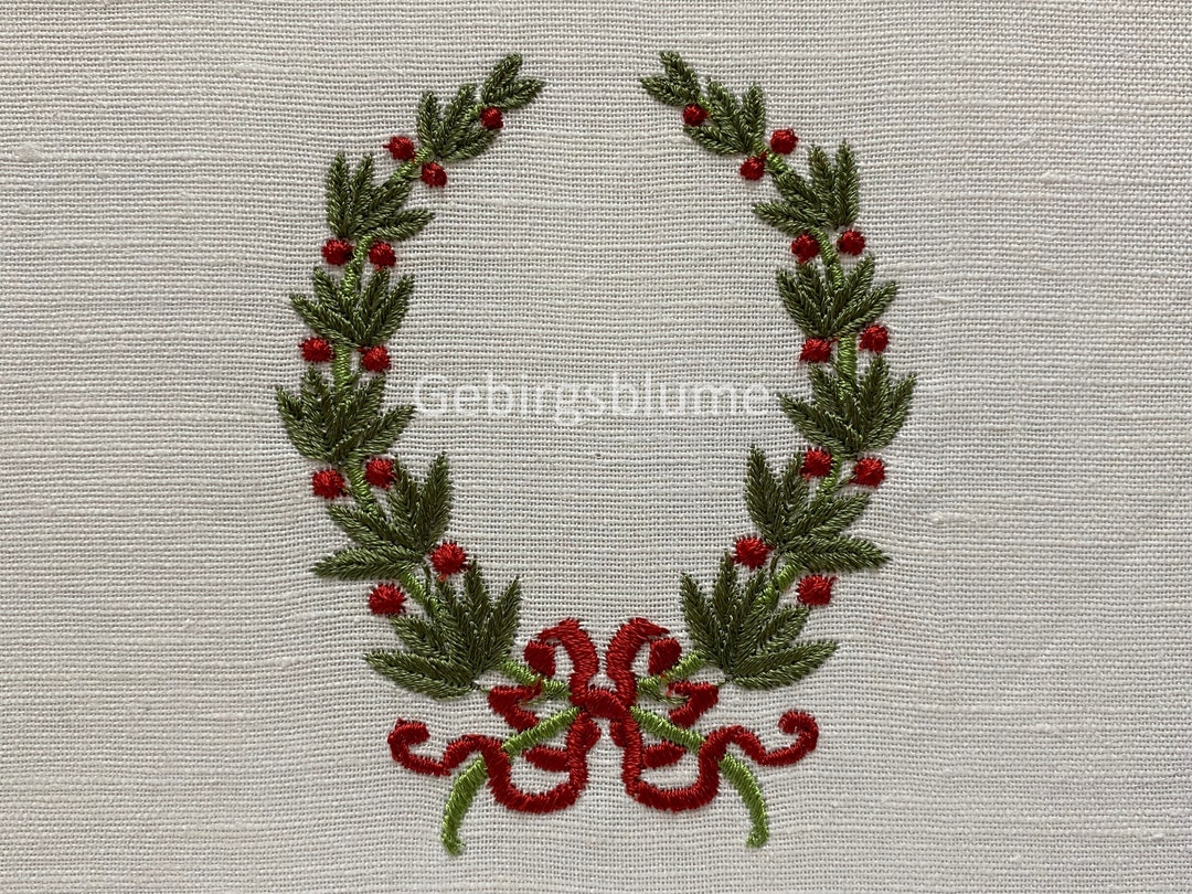 Wreath Embroidery Design Christmas Monogram Instant Download Digital ...