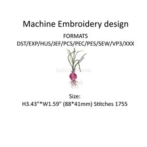Red Onion Machine Embroidery Design ONE Size H3.43"*w1.59 - Etsy