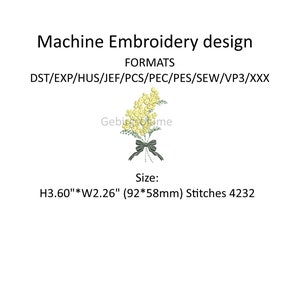 Mimosa Machine Embroidery Design Instant Download Digital File Size H3 ...