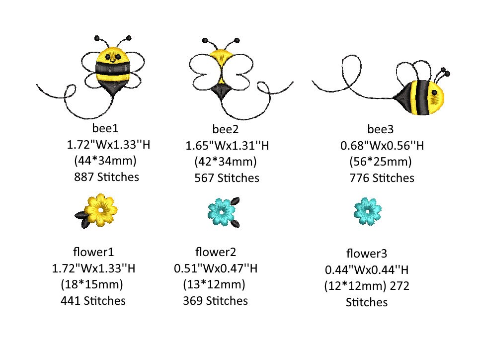 Mini Bee Embroidery Design Machine Embroidery - Etsy UK