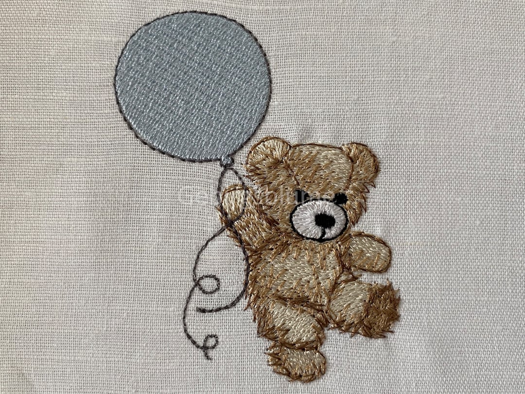 Bear Machine Embroidery Design Bear With Balloon Embroidery - Etsy