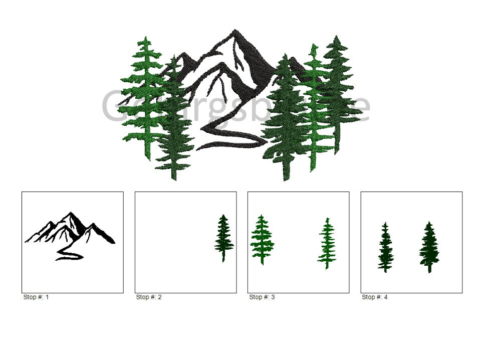 Forest Embroidery Mountains Embroidery Designs Instant - Etsy