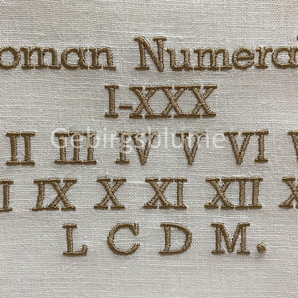 Roman Numeral Embroidery Font - Etsy