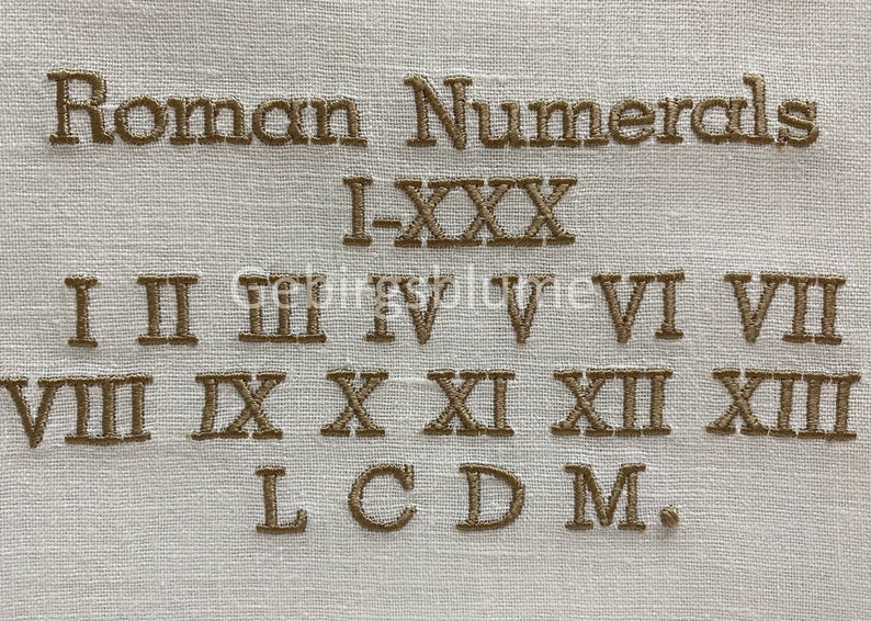Roman Numerals Embroidery Font Instant Download 30 Numerals - Etsy Canada
