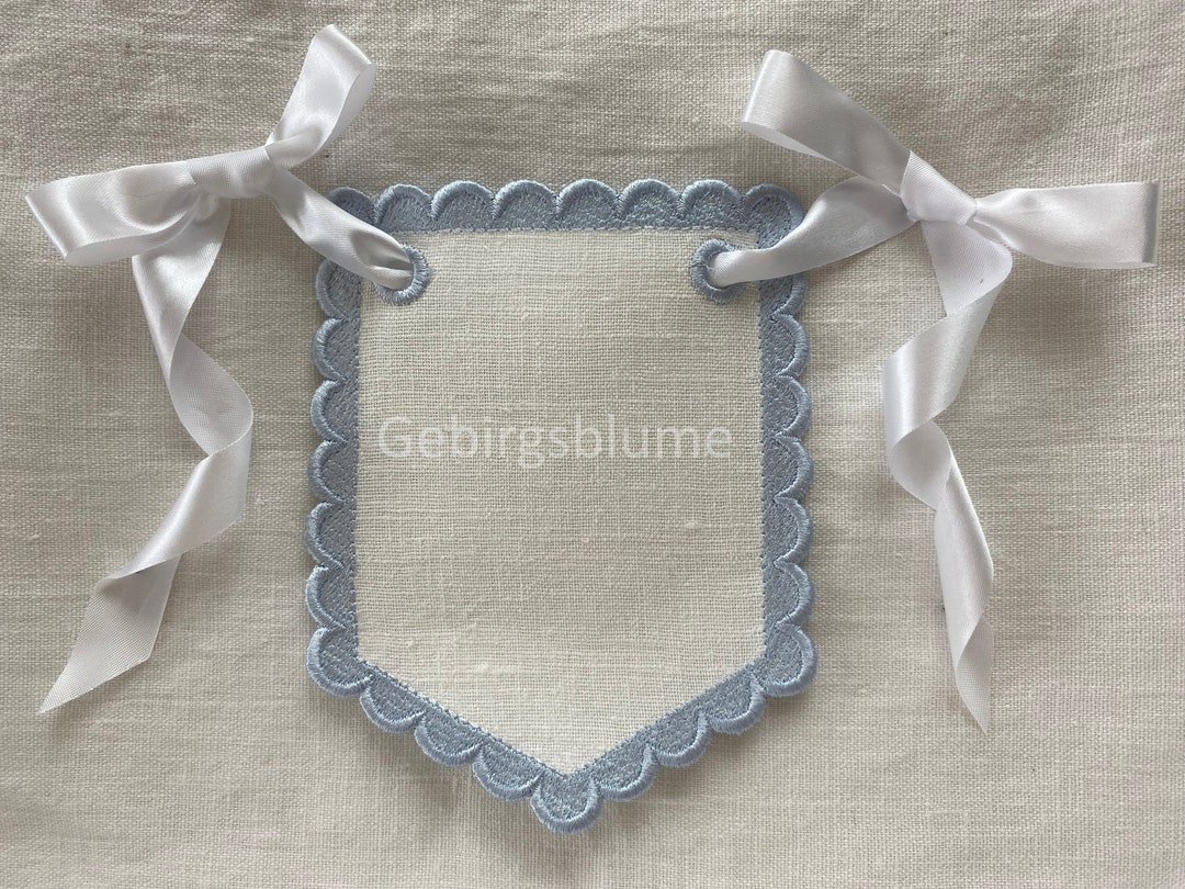 Bunting Banner Embroidery Scalloped Edge Birthday Banner Bunting Flag ...