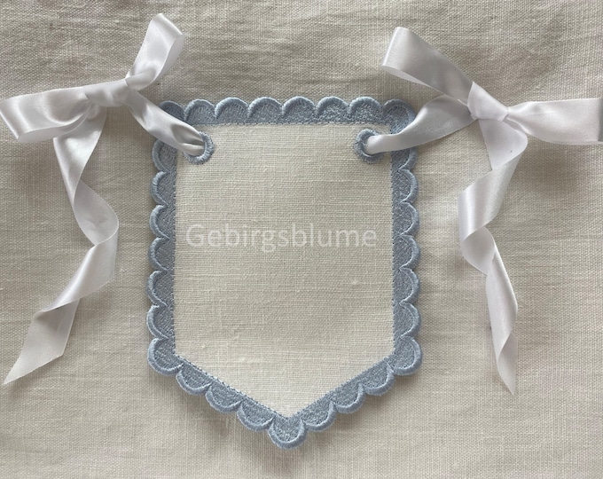 Bunting Banner Embroidery Scalloped Edge Birthday Banner Bunting Flag ...